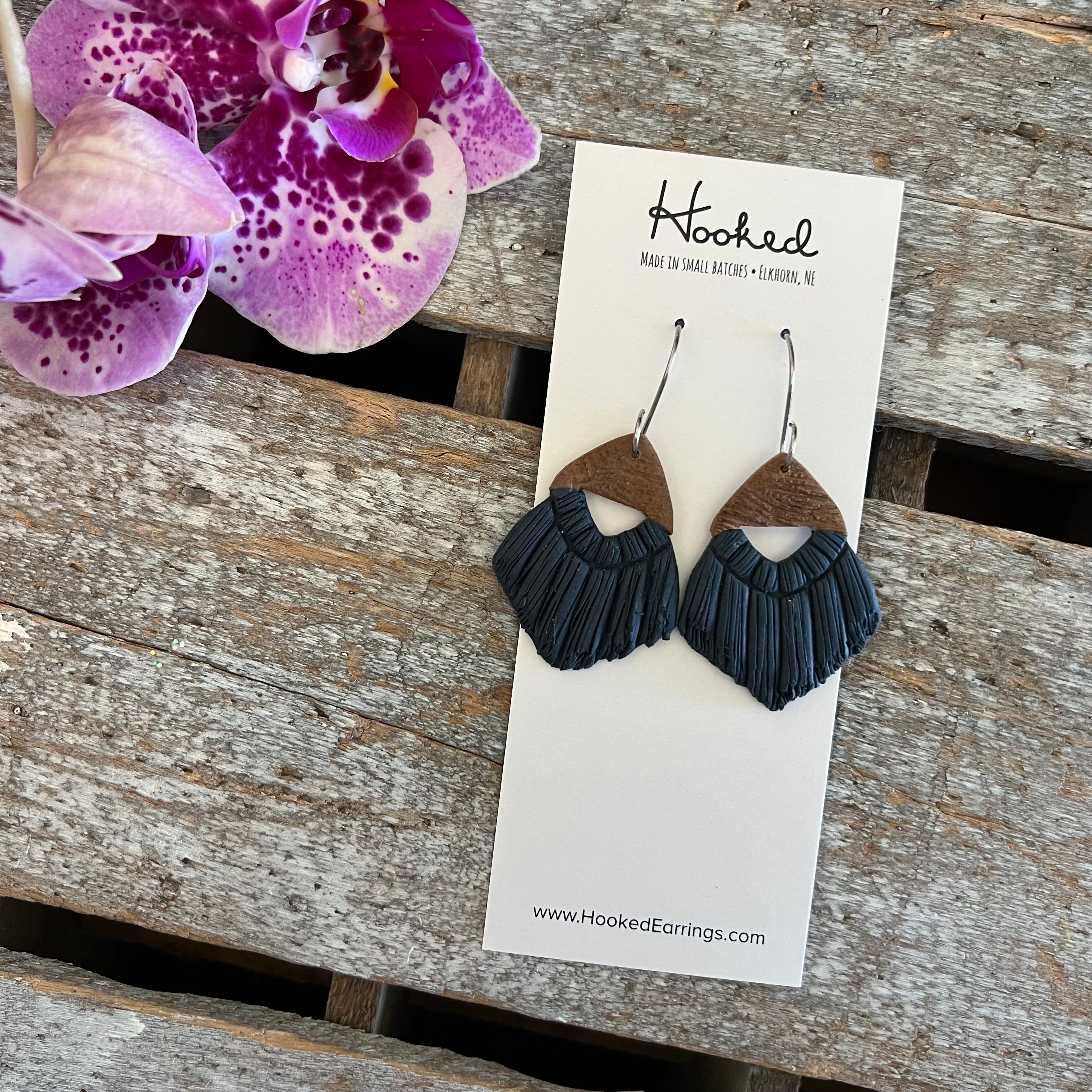 Navy blue tassel earrings store
