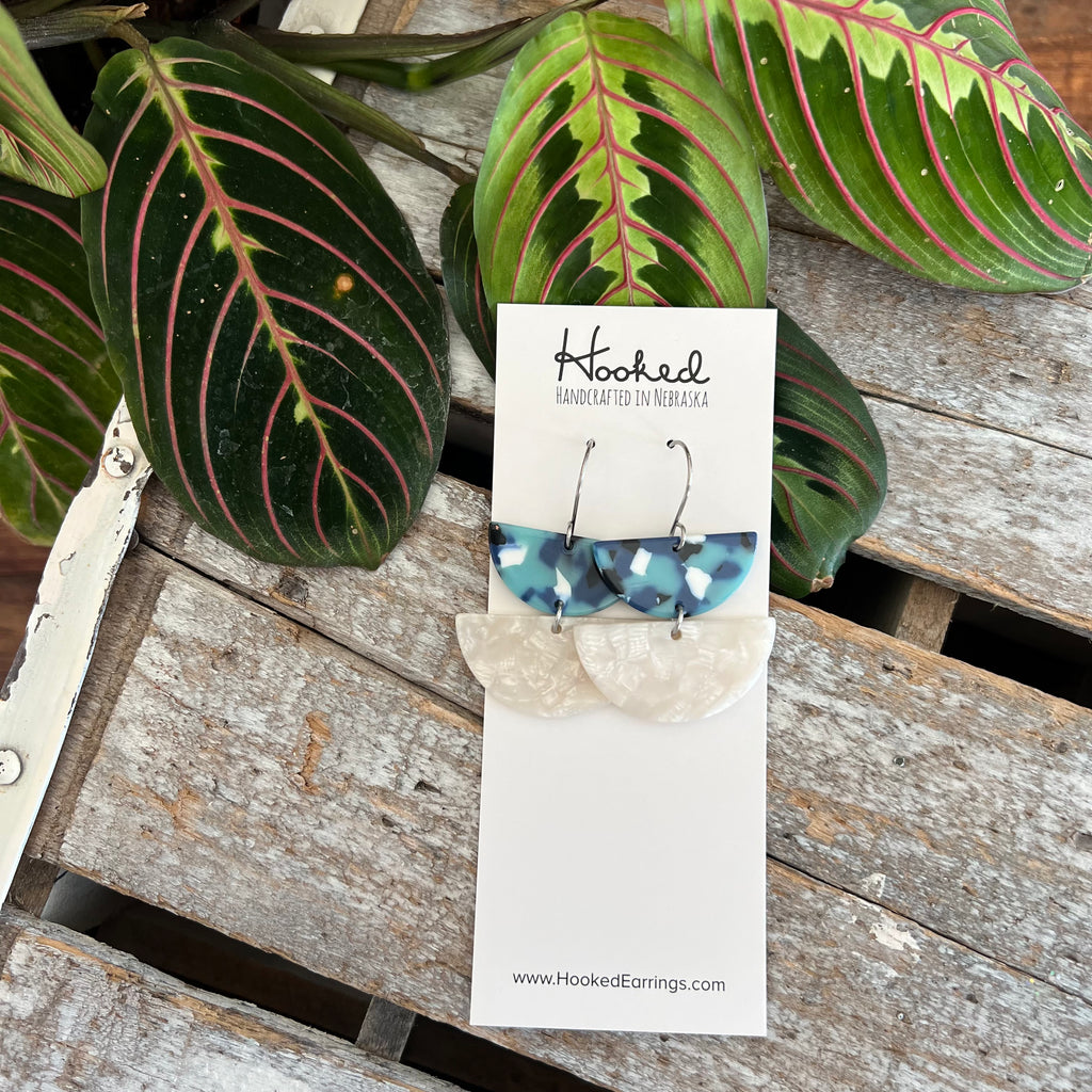 Stacked Half Moons in Deepwater and White - Waterproof, Pool Ready ...