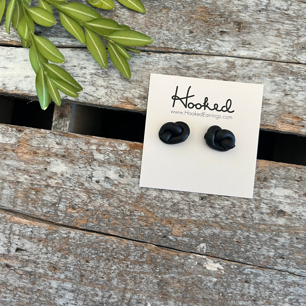 Knotted Jet Clay Studs – Hooked, LLC